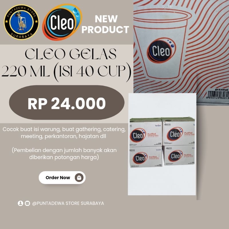 Jual cleo gelas air mineral 220 ml (isi 40 cup) | Shopee Indonesia