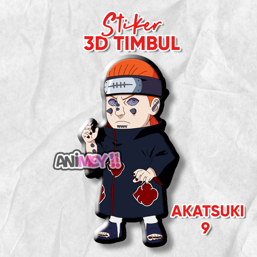 Jual Stiker Emblem 3D Timbul Akatsuki Chibi / Stiker Anime Resin ...