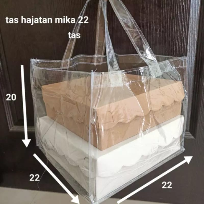 Jual Tas transparan Box Kue/ Kotak Nasi 20x20,Besek Bambu, tas mika, Dus Nasi 22X22, Kemasan ...