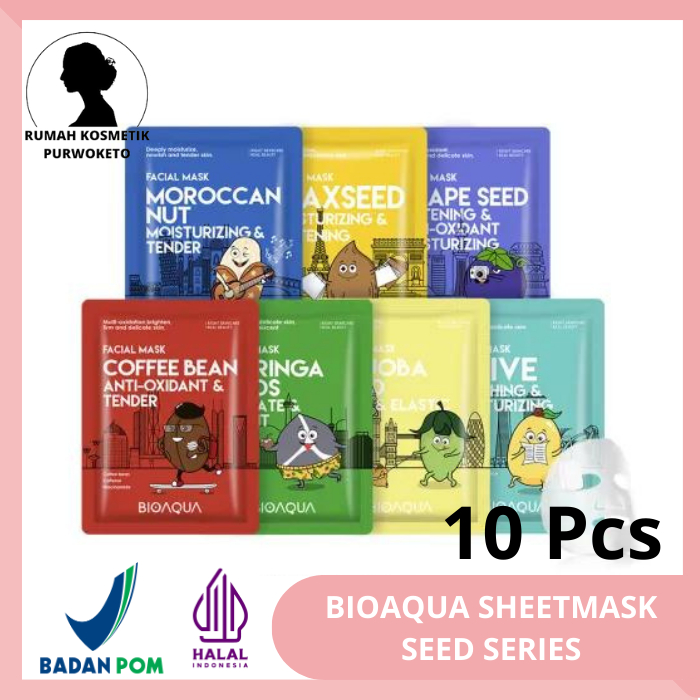 Jual BIOAQUA Sheet Mask 10 Pcs Masker Wajah Biji Buah Face Mask 25ml BPOM ORIGINAL | Shopee ...