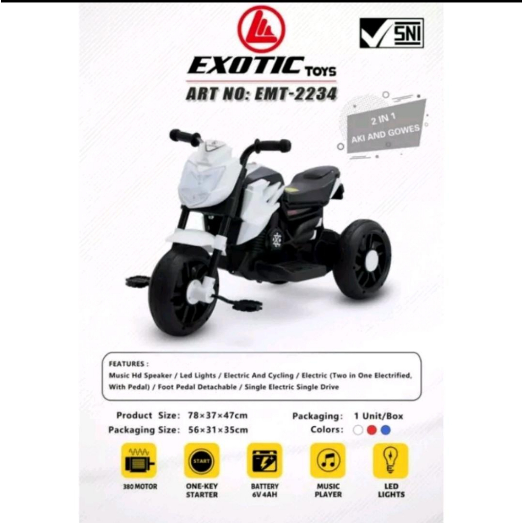 Jual Motor Aki dan Gowes (2 Fungsi) Merk Exotic EMT 2214 Dan EMT 2234 ...