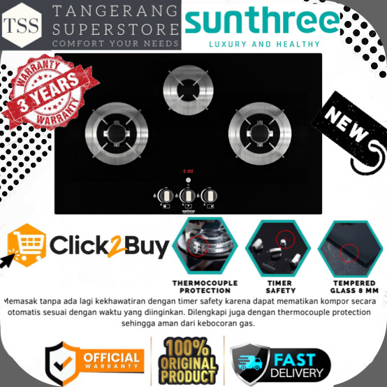 Jual SUNTHREE KOMPOR TANAM GAS GH-3S STH GH2S STH 3 TUNGKU TIMER ...