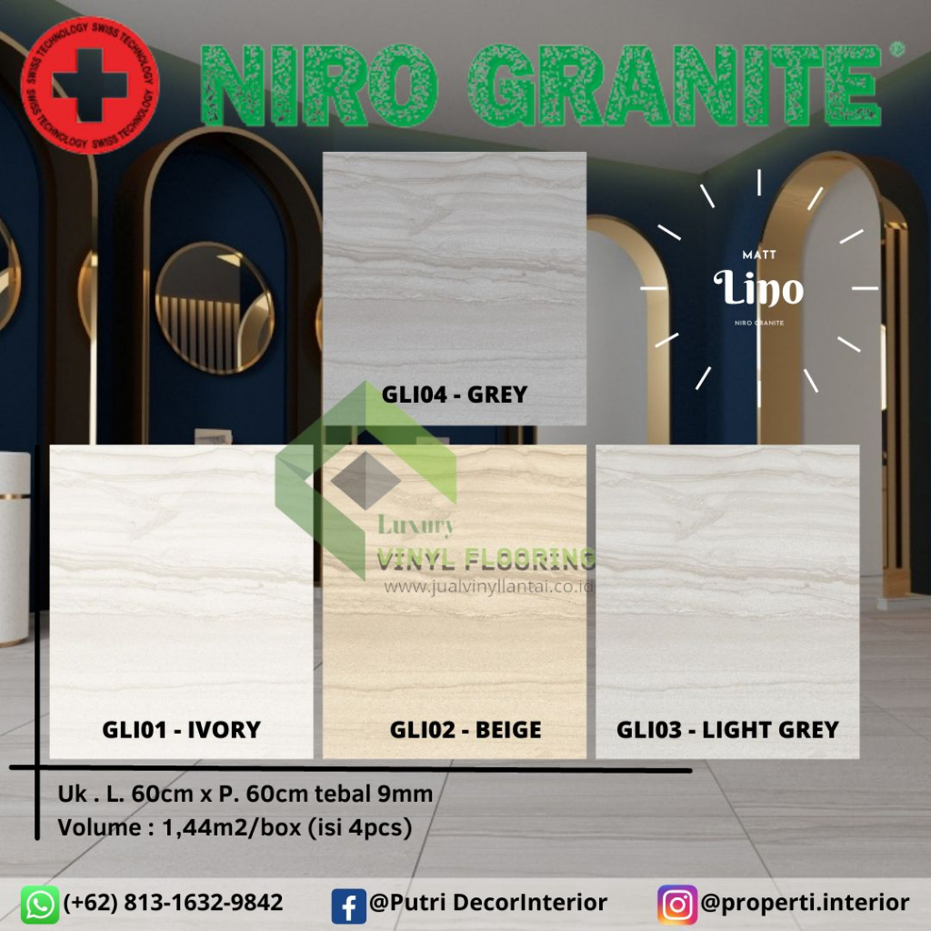Jual Granit Niro Lino Matt tebal 9mm uk. 60cm x 60cm | Shopee Indonesia