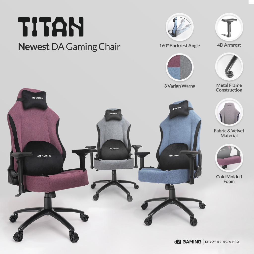 Jual DA GAMING CHAIR TITAN SERIES (Grey/Blue Light/Maroon) Kursi Gaming ...