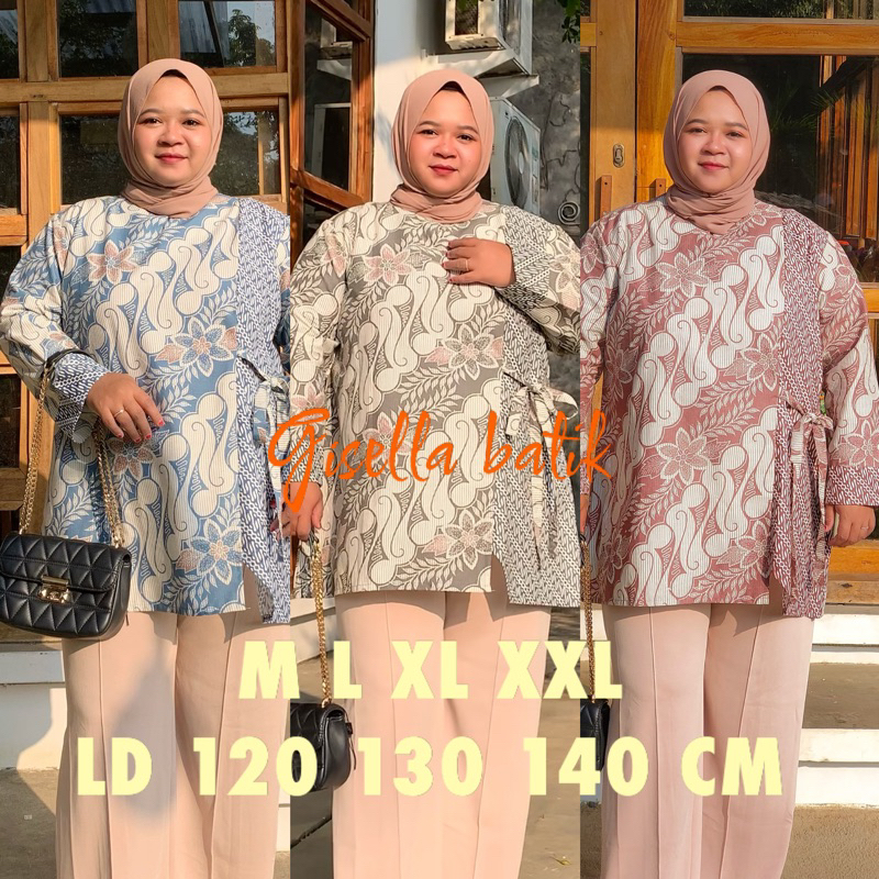 Jual ATASAN BLOUSE BATIK BIG SIZE JUMBO BAHAN KATUN M L XL XXL LD 120 130 140 150 CM | Shopee ...