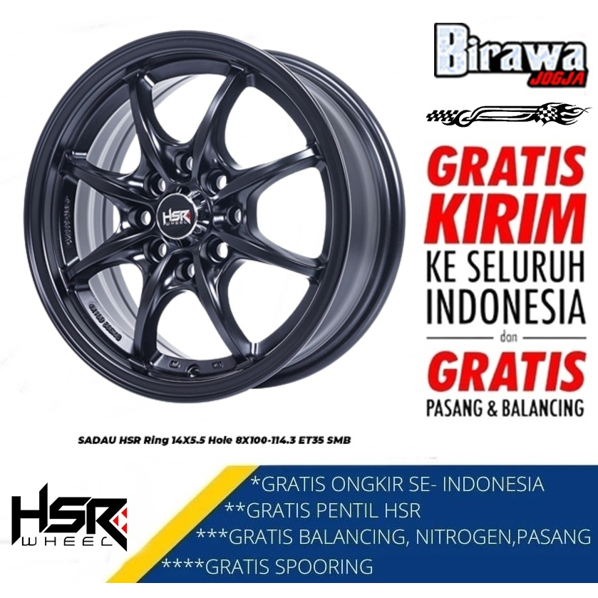 Jual Velg Mobil Brio Agya Ayla Calya Wuling Air Ev Ring 14 HSR SADAU R14 Lebar 5,5 Pcd 4X100-114 ...