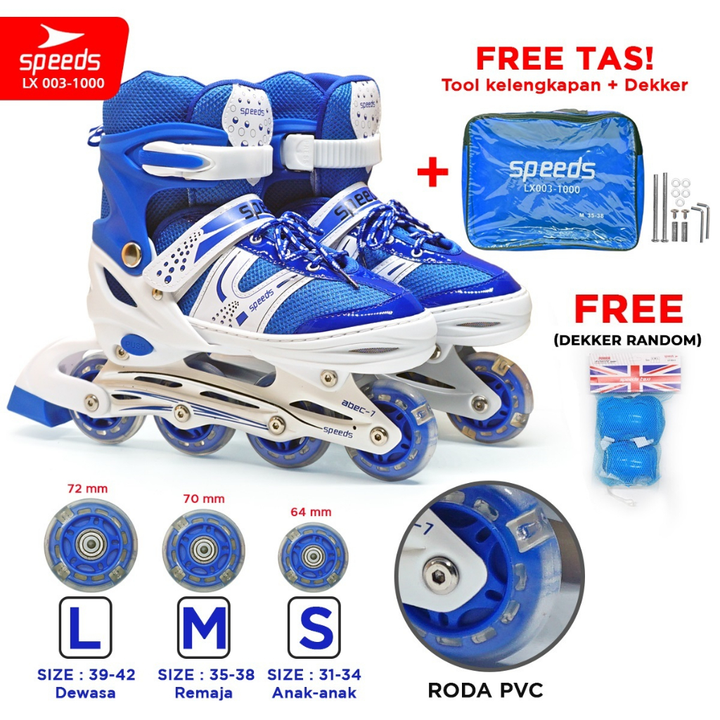 Jual SPEEDS Sepatu Roda Anak dan Dewasa Inline Skate Full Karet PU Roda ...