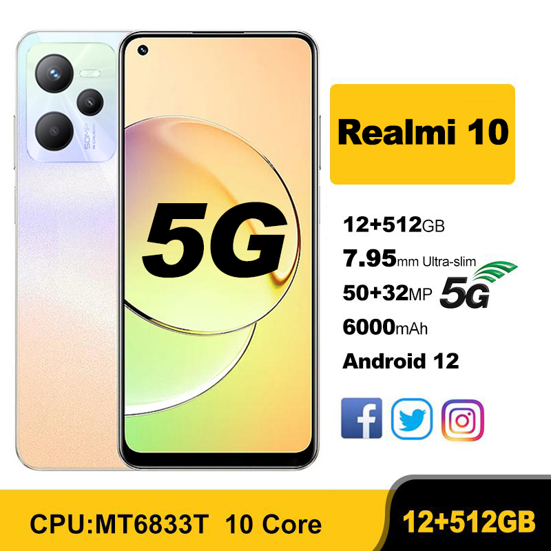 Jual Hp Realmi 10 5G Layar full screen 8/256GB 7.95mm Ultra-slim Asli ...