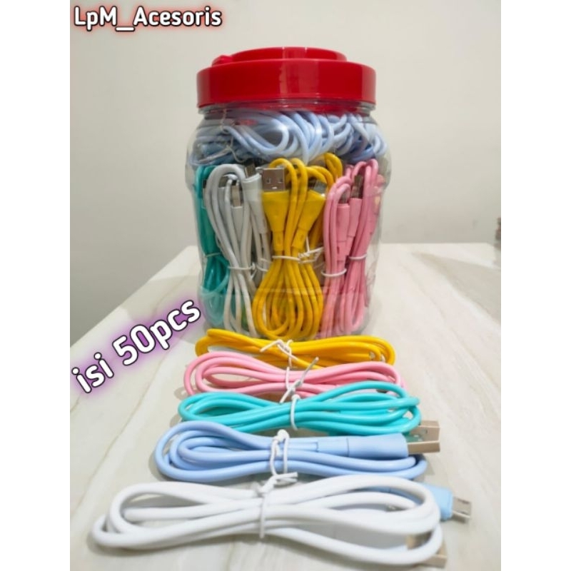 Jual Kabel USB AUTENTIC MACARON MICRO &Tipe C(1Toples isi 50pcs ...