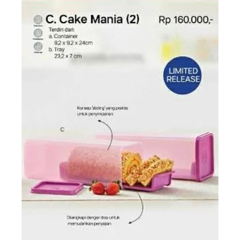 Jual Tupperware Cake Mania Tempat Kue Tempat Bolu Toples (2pcs ...
