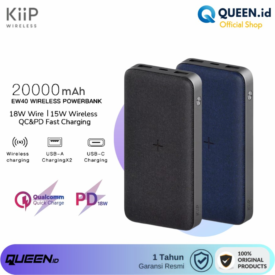 Jual KIIP EW40 20000 mAh Powerbank QC 3.0 PD Wireless Charging / 18W ...
