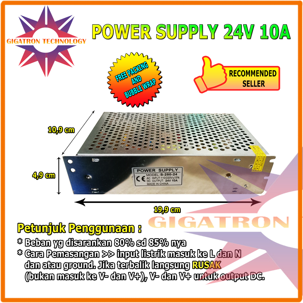 Jual Power Supply 24V 10A Body Jaring / Trafo Switching Power Supply PSU 24V 10A High Quality ...