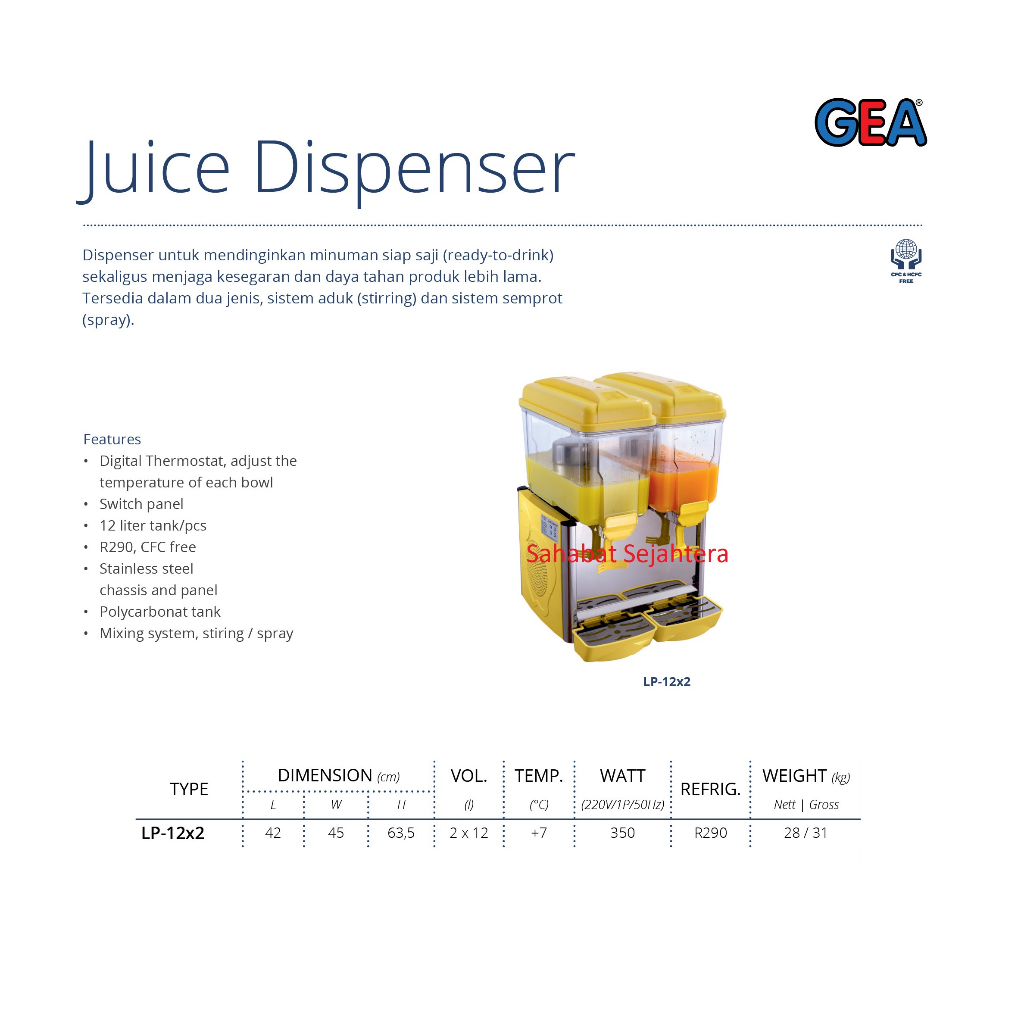 Jual GEA Juice Dispenser LP-12X2 Jus Dispenser | Shopee Indonesia