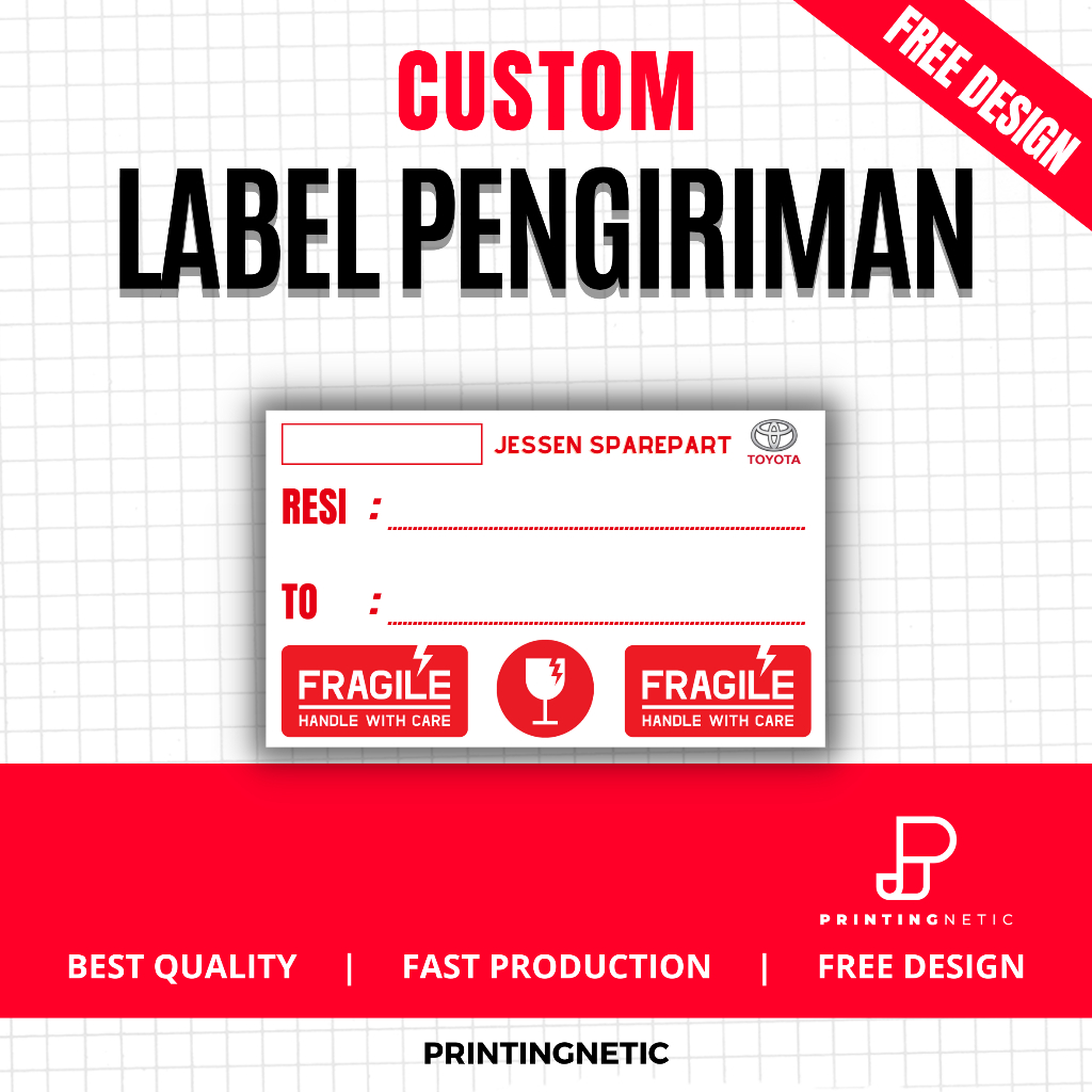 Jual (FREE DESIGN) Custom Stiker Label Pengiriman / Stiker Resi / Label ...