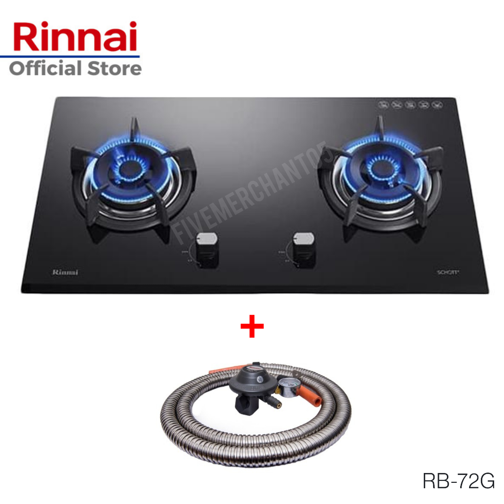 Jual Kompor Tanam Rinnai RB-72G 2 Tungku Built In Hob RB72G Gas Kaca Gas Stove Glass Black ...