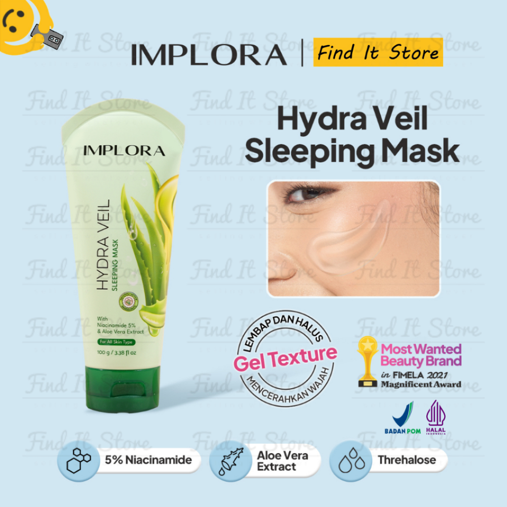 Jual Implora Hydra Veil Sleeping Mask With Niacinamide 5% & Aloe Vera Extract 100g | Aloevera ...