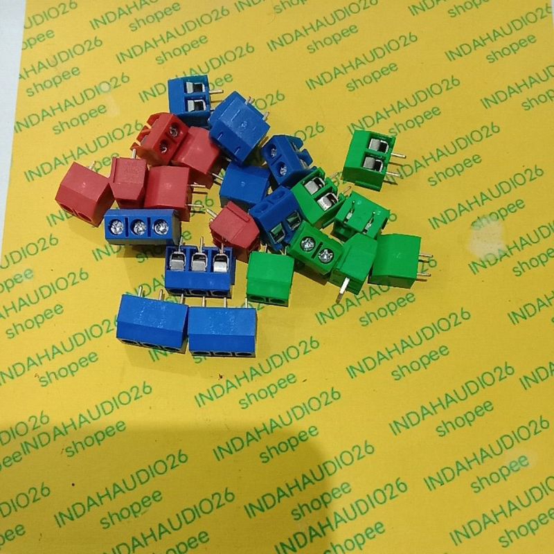 Jual terminal pcb block screw 2pin 3pin biru biasa buat konektor smps ...