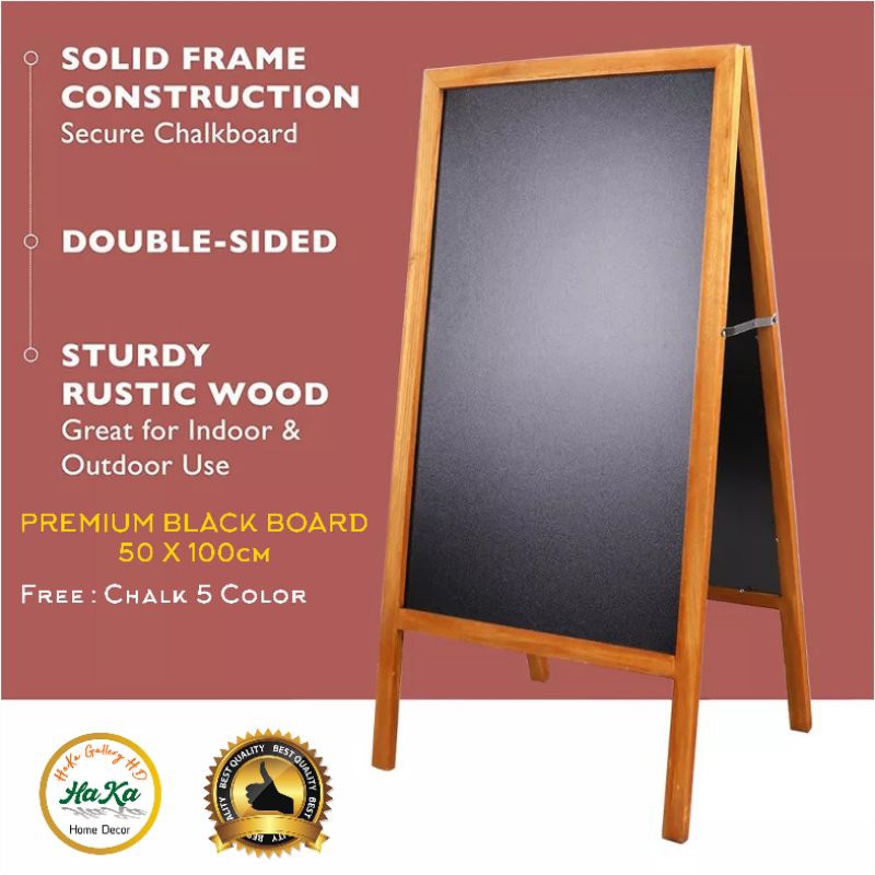 Jual Premium Papan Tulis Kapur Standing Cafe 50x100cm / Menu Black ...