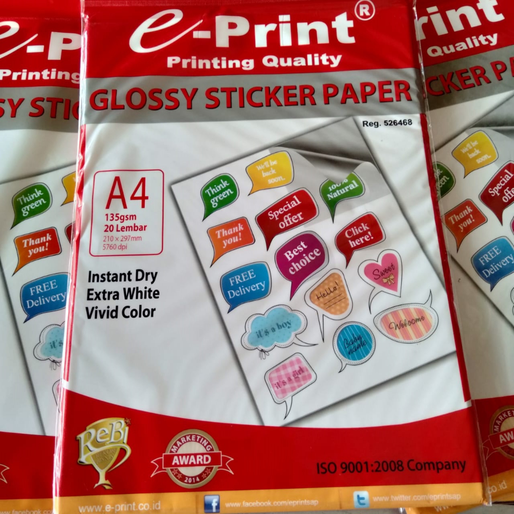 Jual E PRINT GLOSSY STICKER PAPER A4 135GSM | Shopee Indonesia