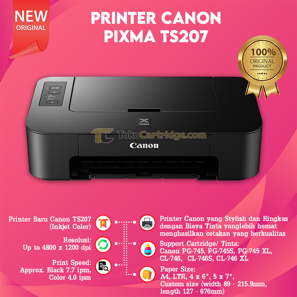 Jual Printer Inkjet Canon PIXMA TS207 TS 207 TS-207 PG745 PG745 NEW ...