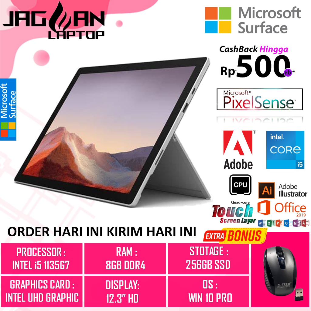 Jual LAPTOP 2IN1 MICROSOFT SURFACE PRO 7 PLUS INTEL I5 1135G7 16GB 256GB 12.3" WIN10PRO PLATINUM ...