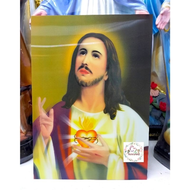 Jual Poster Yesus Hati Kudus 3D 24x33cm - Poster Maria - Poster Yesus ...