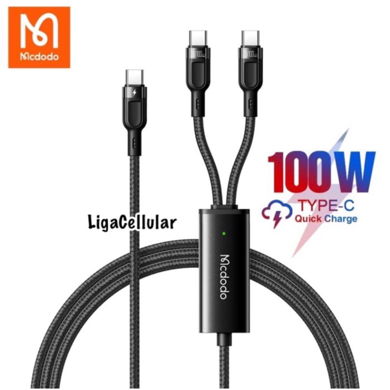 Jual Mcdodo 100W Cable 2in1 USB C to Dual Type C PD Fast Charging | Shopee Indonesia