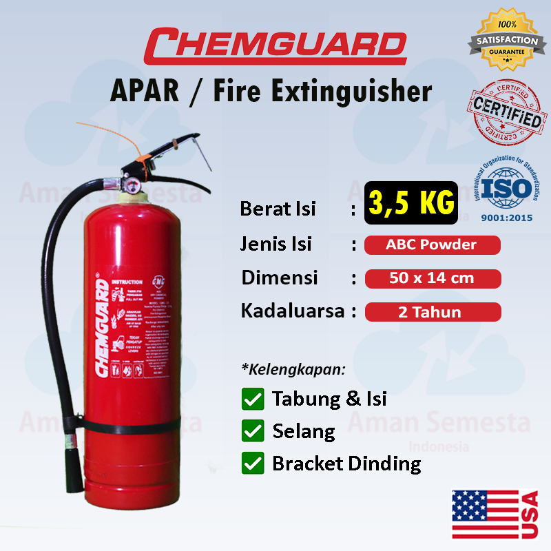 Jual APAR 3,5 KG ABC Powder CHEMGUARD - Alat Pemadam Api (APAR) / Fire ...