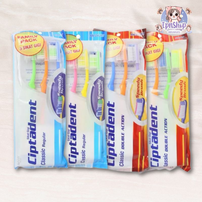 Jual CIPTADENT SIKAT GIGI CLASSIC DOUBLE ACTION ISI 3 / CIPTADENT ...