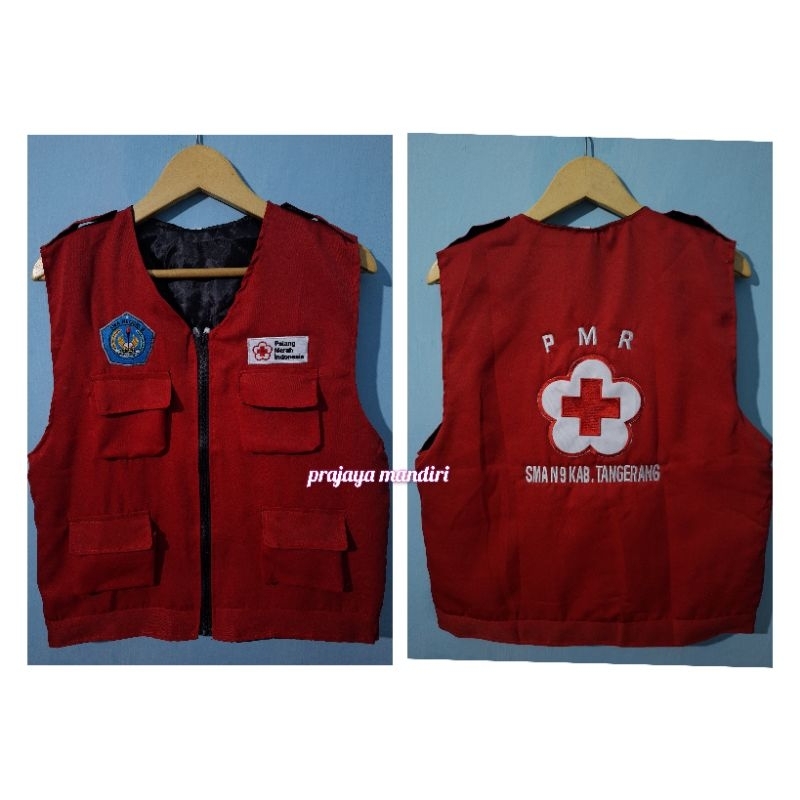 Jual Rompi Vest PMR | Costum Bordir | Fre logo Sekolah | Shopee Indonesia