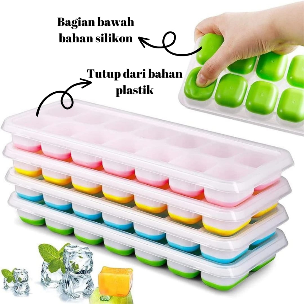 Jual CETAKAN ES BATU KOTAK SILIKON + TUTUP 6, 14, 36 / 33 BULAT PLASTIK ...