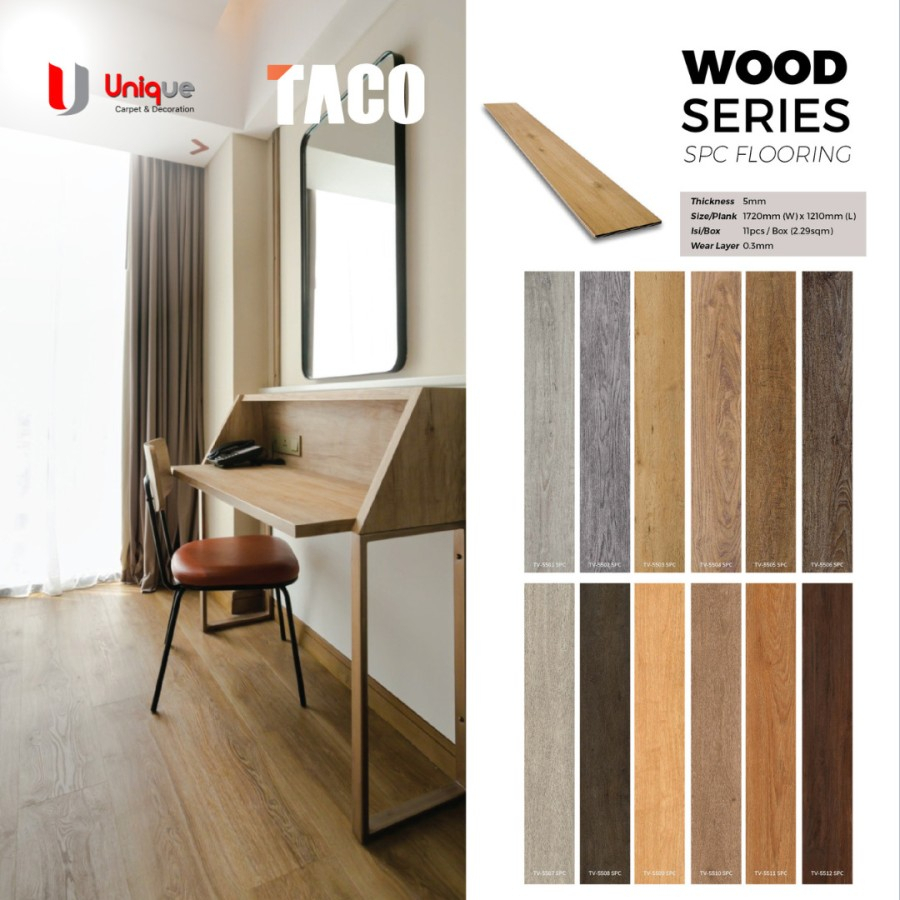 Jual TACO Luxury Vinyl Flooring 5mm SPC - Stone Series & Wood Series ...