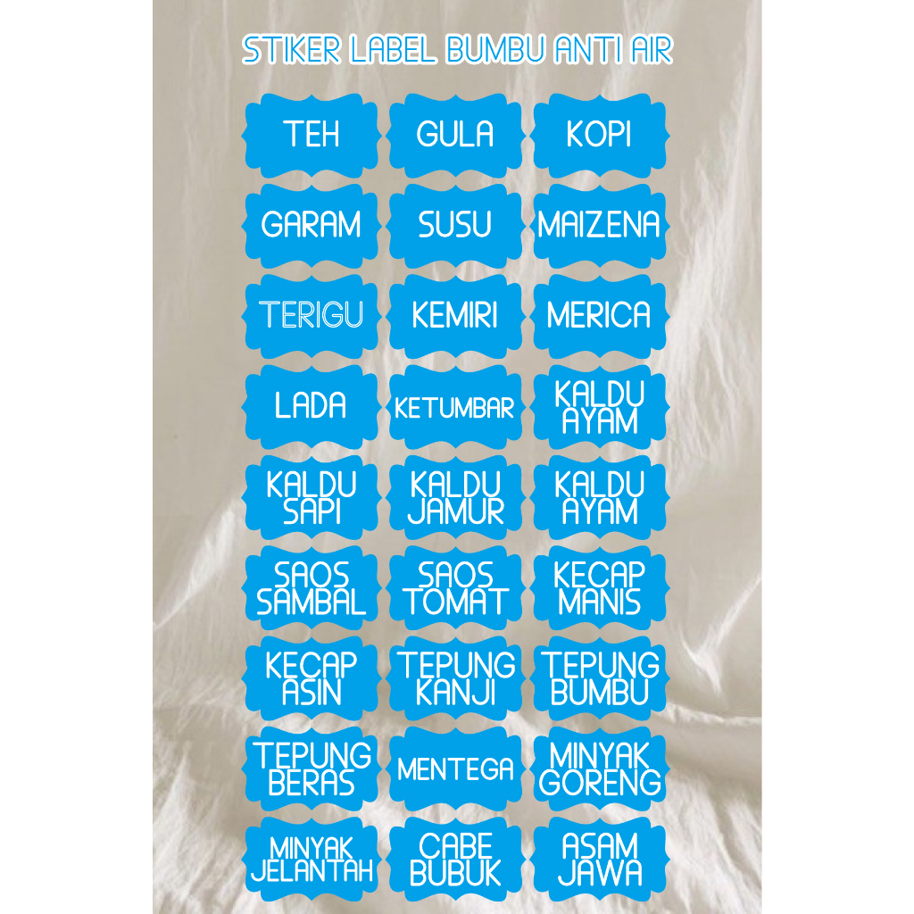 Jual CUSTOM 24 pcs Sticker label tempat bumbu dapur Stiker Label Dapur ...