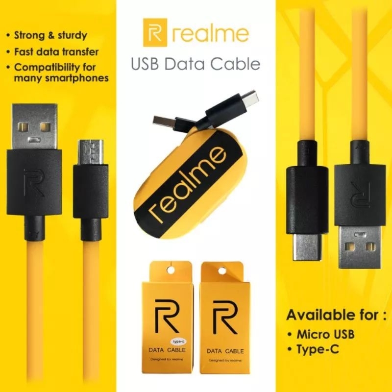 Jual KABEL DATA REALME MICRO USB & TYPE C USB FAST CHARGING 2.4A ...