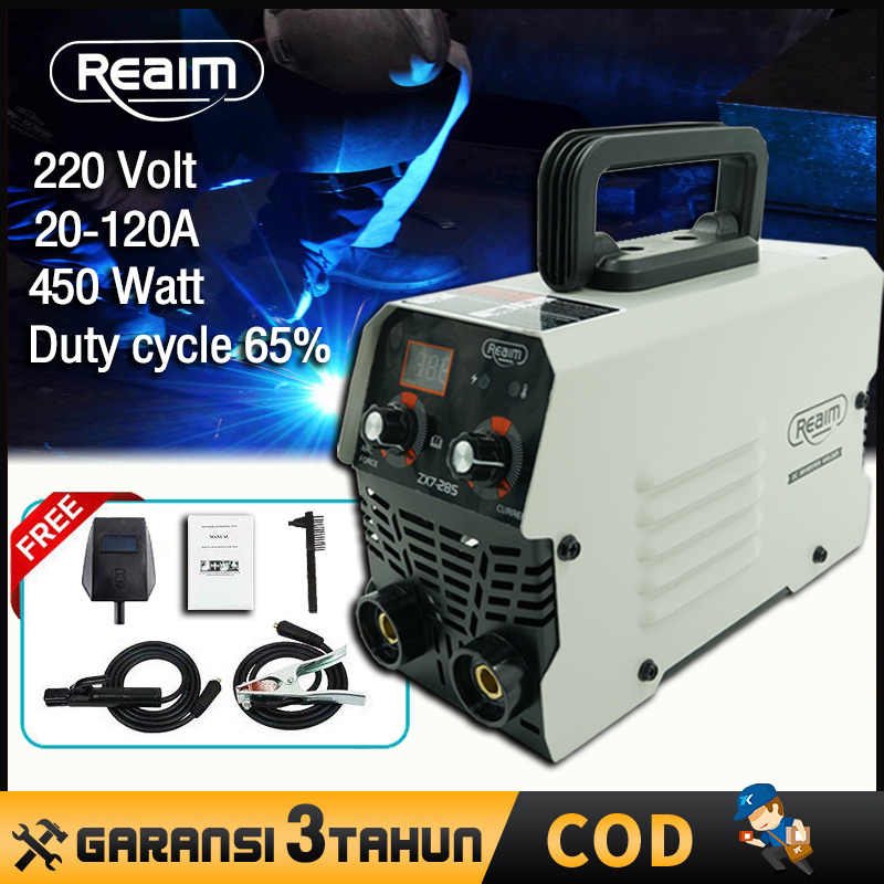 Jual Mesin Las Reaim Inverter MMA 120 IGBT 450 watt / Mesin las mig tanpa gas / Mesin trafo las ...
