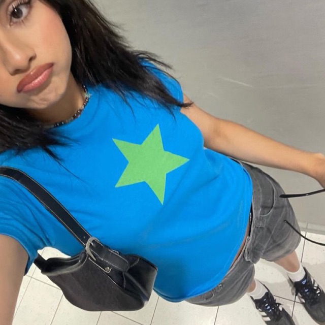 Jual star crop top star tshirt baby tee korean y2k star shirt y2k ...