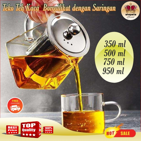 Jual Teko Kaca Teh Pitcher Borosilikat dengan Saringan Teko Kaca Saring ...