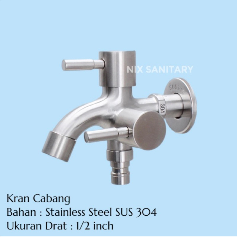 Jual Kran Cabang Stainless Steel SUS 304 Kran Cabang Shower Kran Air Double | Shopee Indonesia