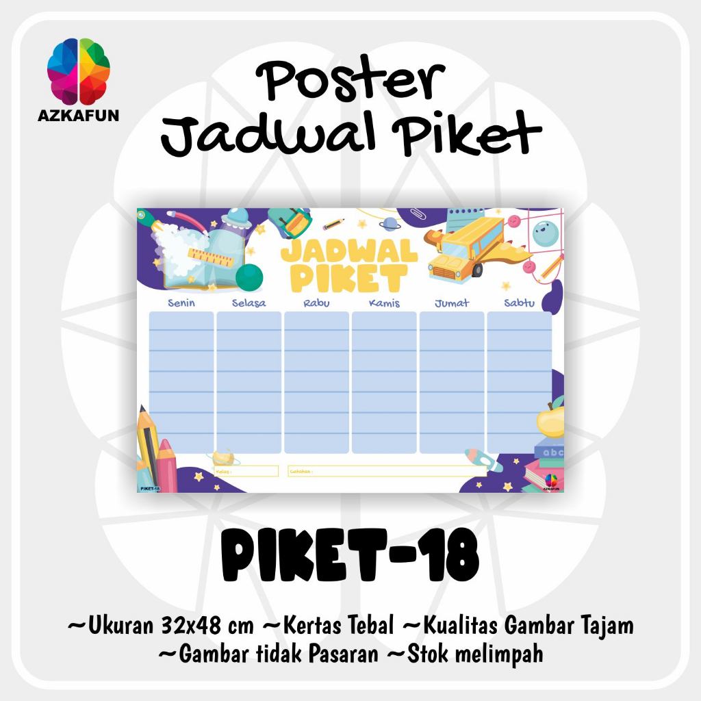 Jual Poster Jadwal Piket - Best seller poster piket sekolah - jadwal ...