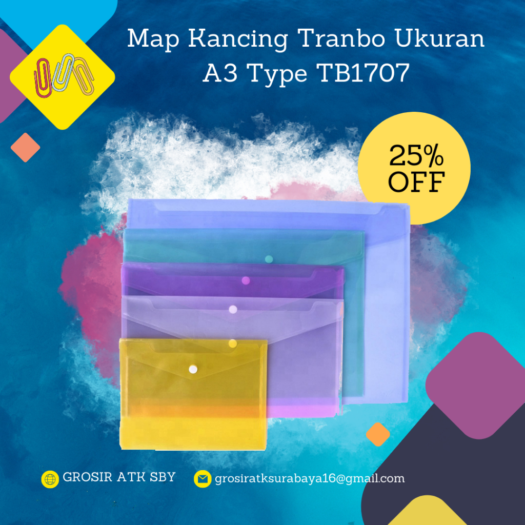 Jual Map Kancing 1 Ukuran A3 Warna Tranparant Type TB1707 Bahan Premium ...