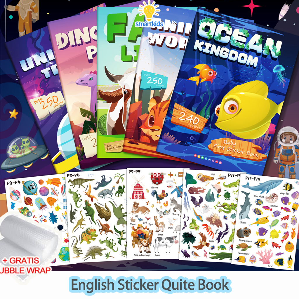 Jual Buku Stiker beragam tema karakter kartun hewan tanaman alphabet ...