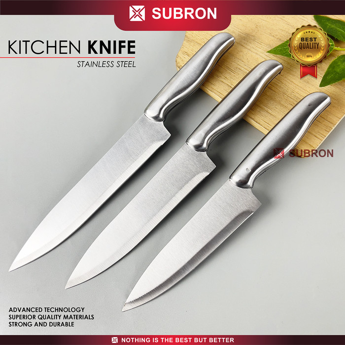 Jual Pisau Dapur Gagang Stainless Tebal - SUBRON | Shopee Indonesia