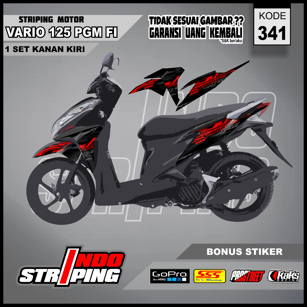 Jual Stiker Motor Vario Techno 125 PGM-FI Striping Sticker Variasi ...