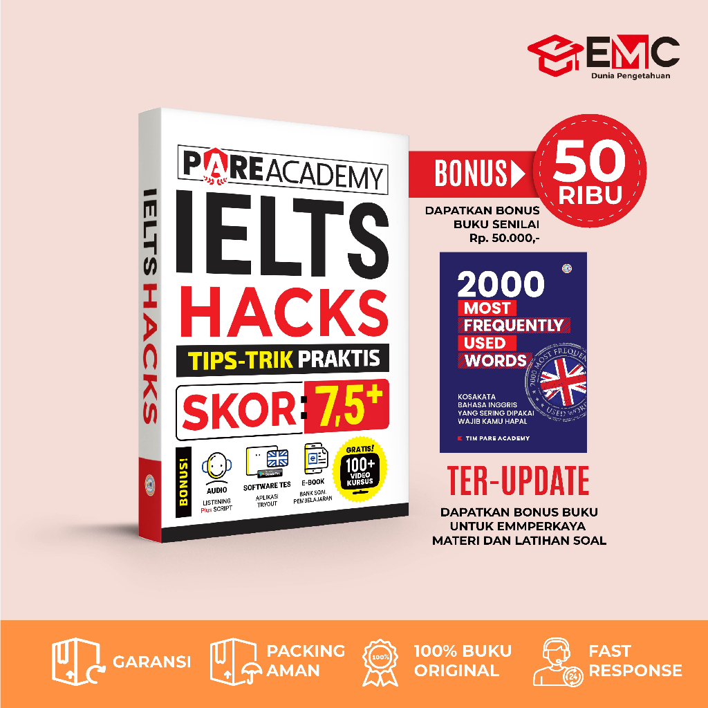 Jual EMC Buku IELTS Pare Academy IELTS Hacks Tips-Trik Praktis Skor 7,5+ | Shopee Indonesia