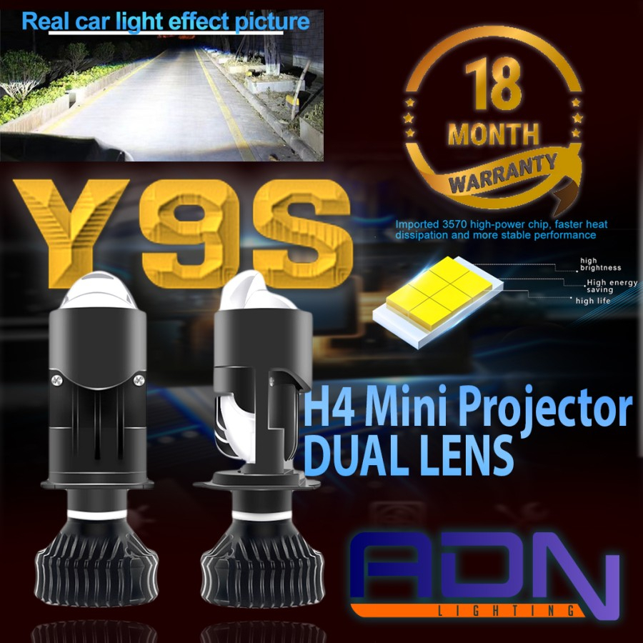 Jual Lampu Led H4 Mini Projector Biled Motor Mobil Y9S 40W Dual Lens BY ...