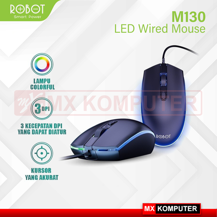 Jual Mouse Wired ROBOT M130 Colorful LED 3 Kecepatan DPI | Shopee Indonesia
