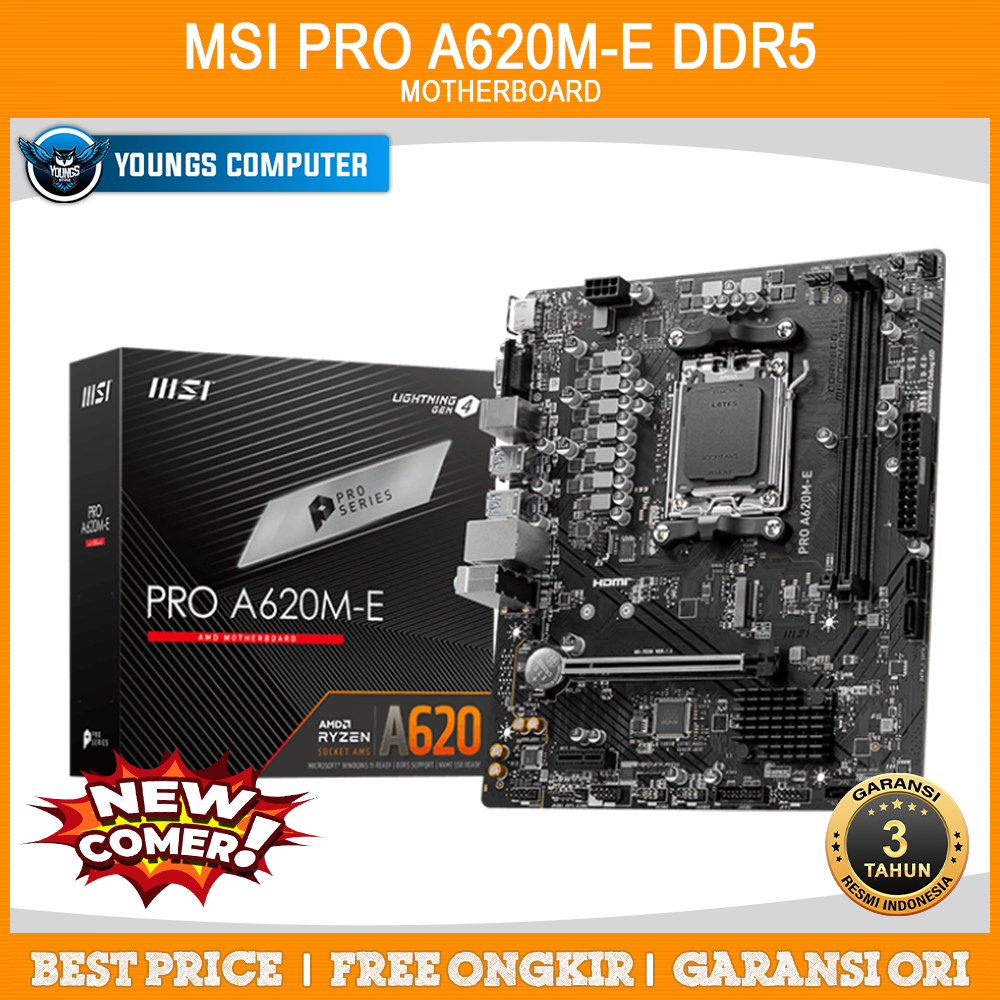 Jual MSI PRO A620M-E DDR5 | MOTHERBOARD AMD RYZEN A620 AM5 mATX ...