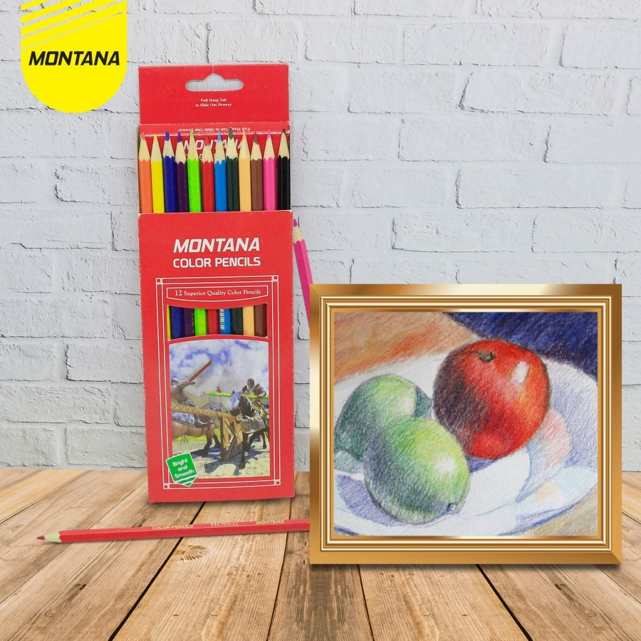 Jual Pensil Warna Panjang Montana 1 Set Isi 12 Warna Pencil Besar