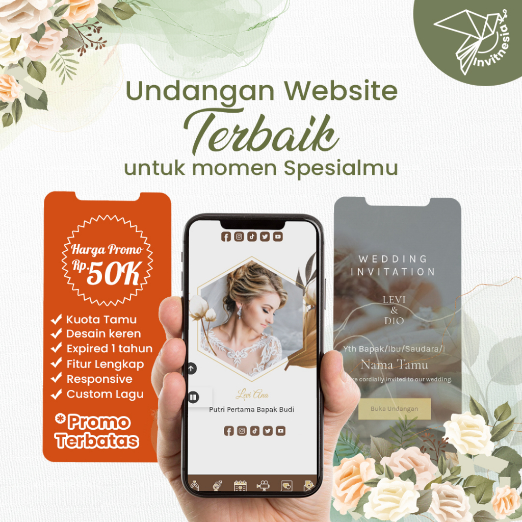Jual Undangan Website Promo Tema Floral | Shopee Indonesia