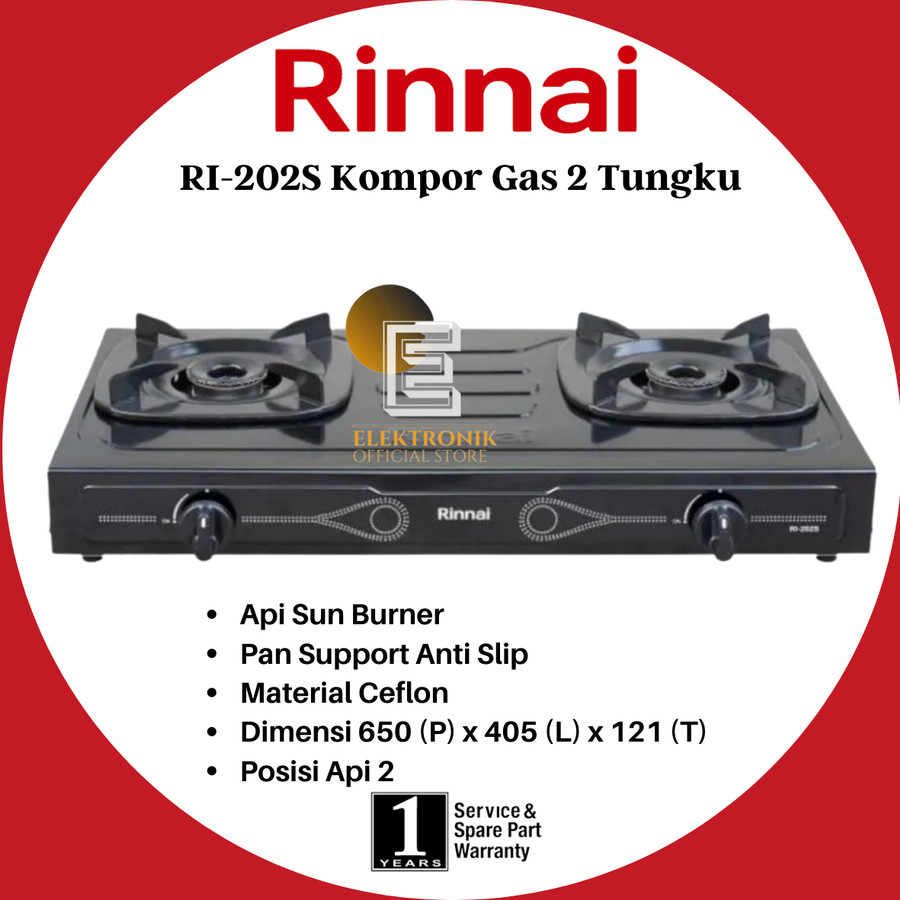 Jual RINNAI KOMPOR GAS 2 TUNGKU RI 202S | Shopee Indonesia